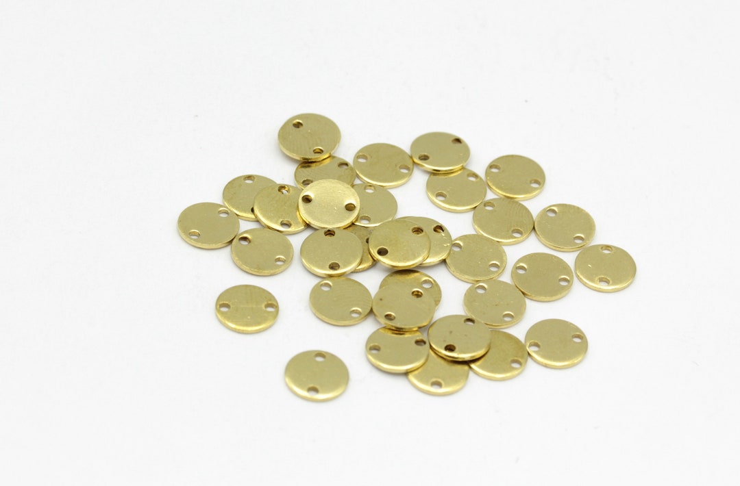 8mm Raw Brass Round Disc, 2 Hole Round Disc, Raw Brass Charms, 2 Hole ...
