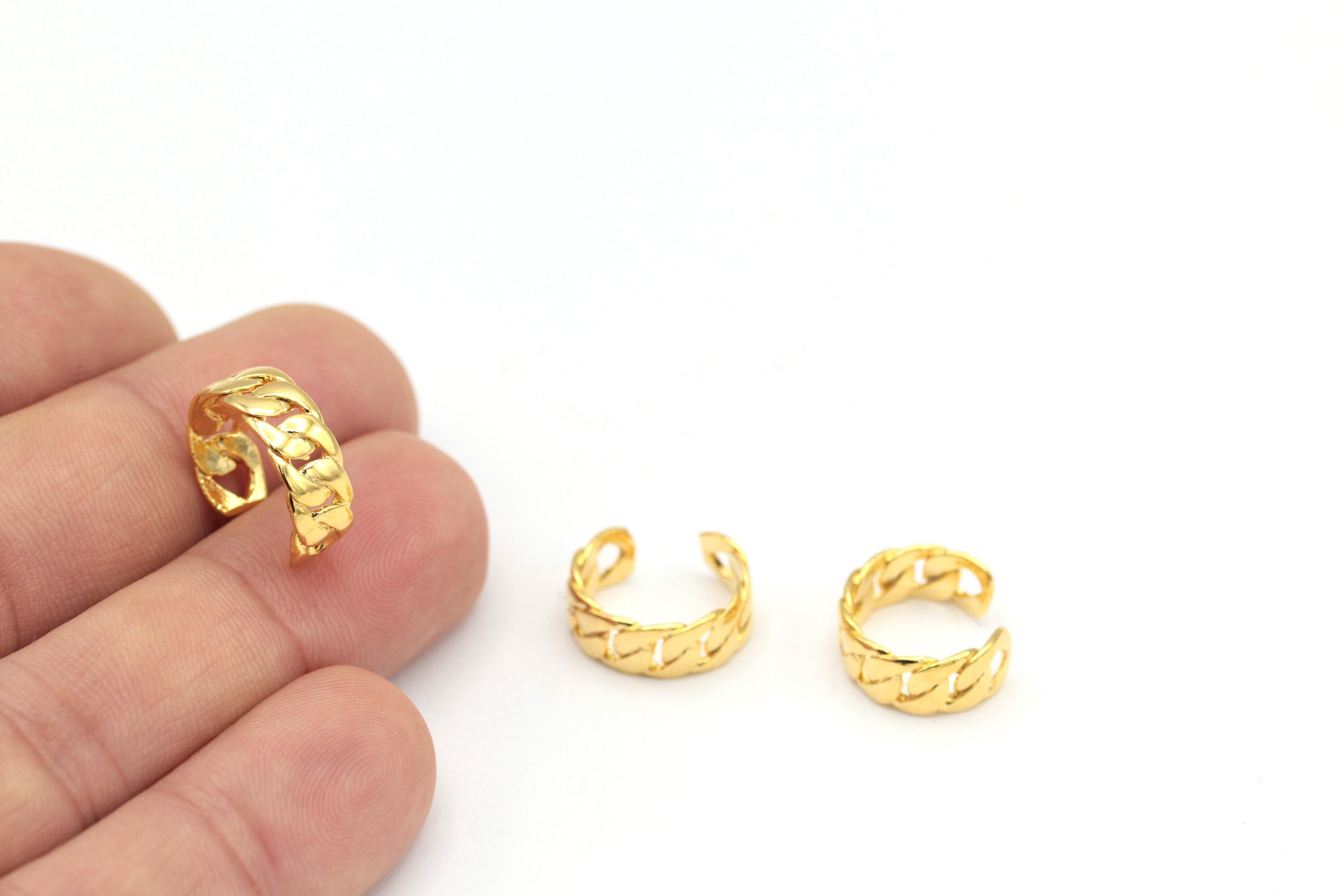 24k Gold Plated Ear Cuff Chain Hoop Earrings Ear Cuff - Etsy