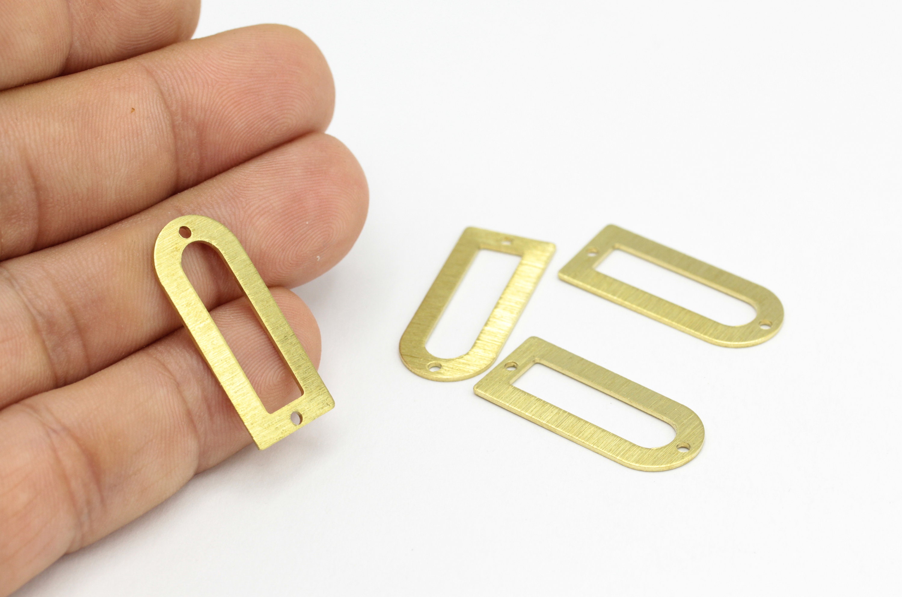 6 Pcs ,textured Shape Connectors With 2 Holes ,raw Brass,textured D ...