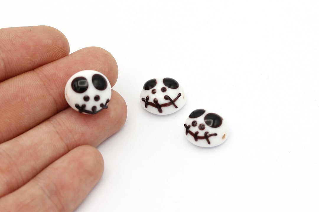 15mm Hand Made Murano Glass Zombie Beads, Halloween Beads, Lampwork ...