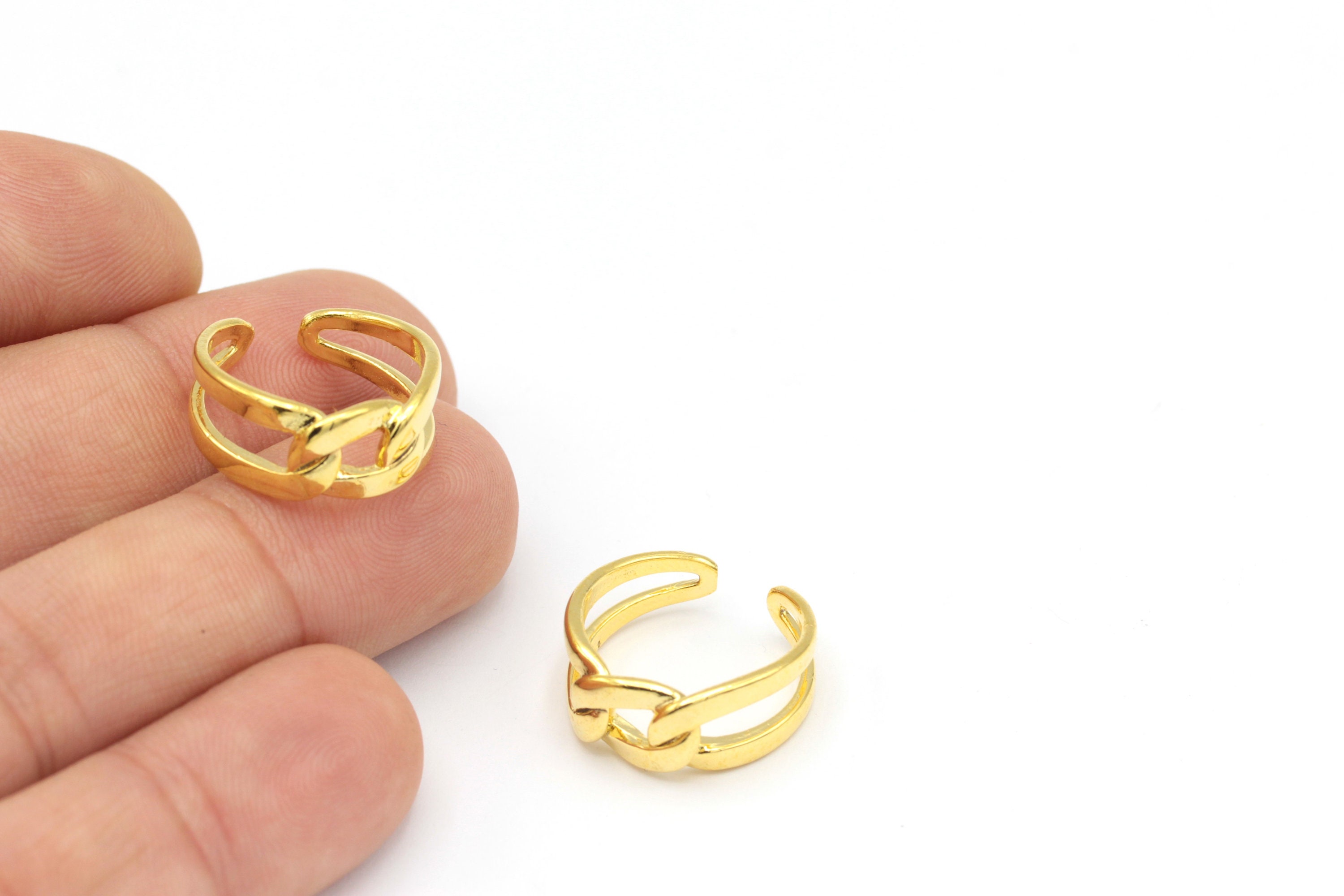 24k Gold Plated Adjustable Rings Dainty Rings Chain Ring - Etsy