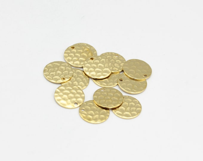 10mm Raw Brass Hammered Disc , Circle Disk , Hammered Pendant ...