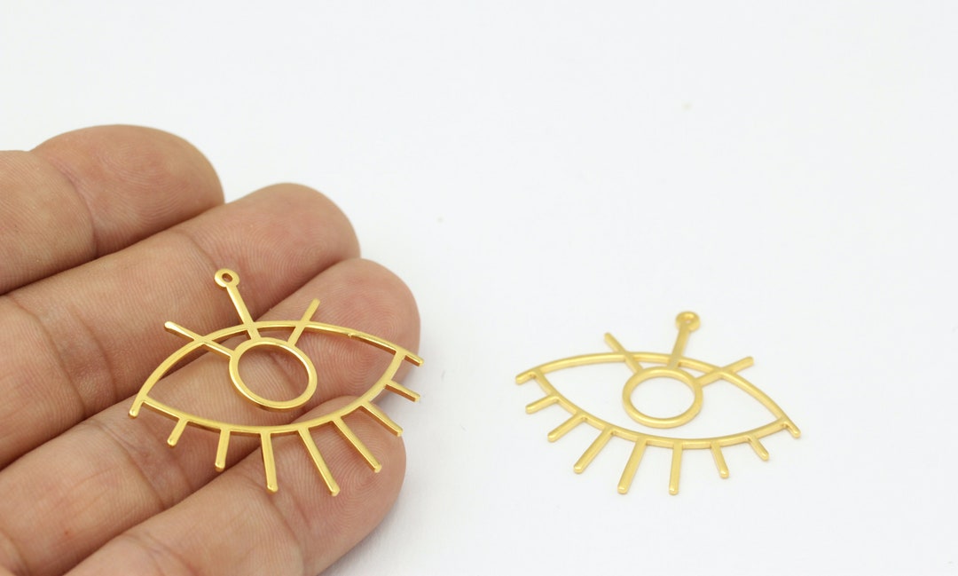 24k Shine Gold Authentic Eye, 24k Gold Brass Eye, Eye Necklace, Blank ...