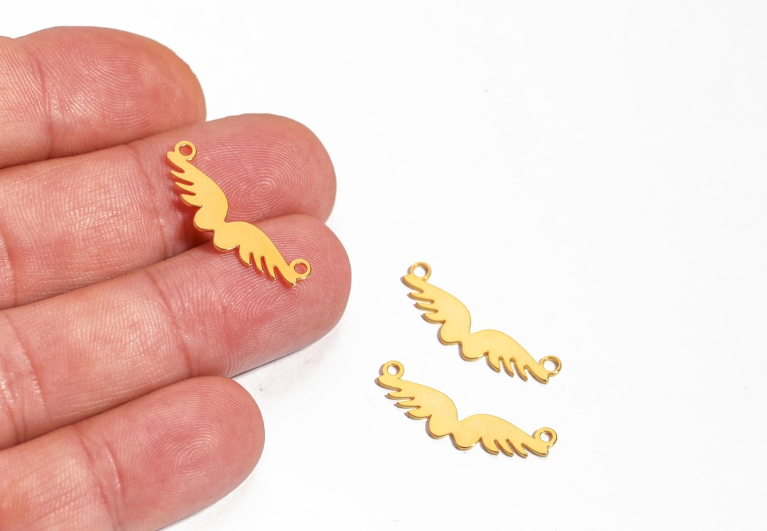 24k Gold Plated Angel Wing Connectors, Laser Cut Brass Wing Charms for ...