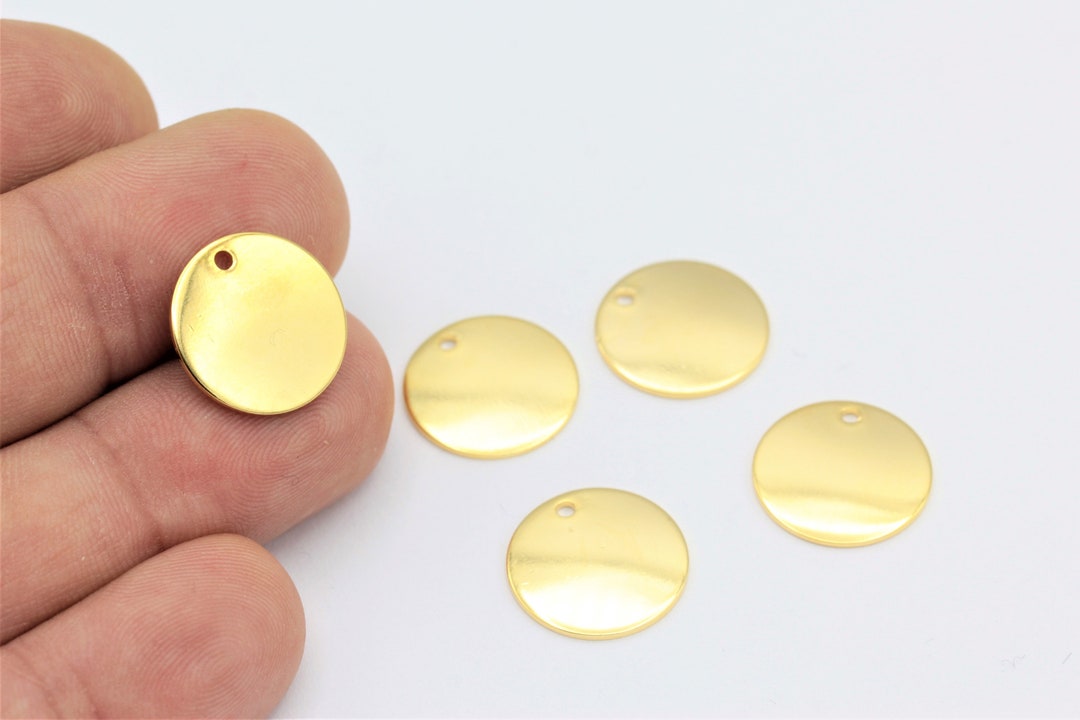 16mm 24k Gold Plated Round Charms, Coins Jewelry, Circle Charms, 24k ...