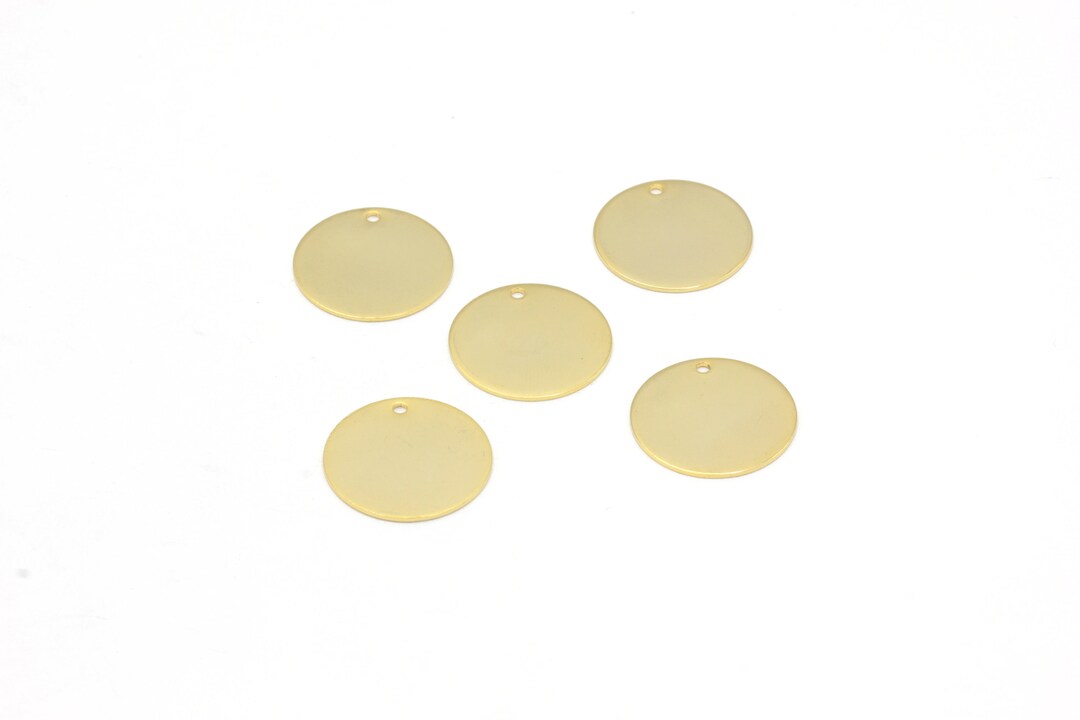 20mm 24k Shiny Gold Plated Brass Round Disc, Circle Disc, 1 Hole Round ...