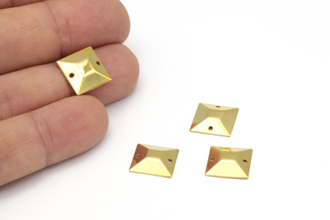 24k Gold Plated Pyramid Connectors, Square Beads, 2 Holes Pyramid Beads ...