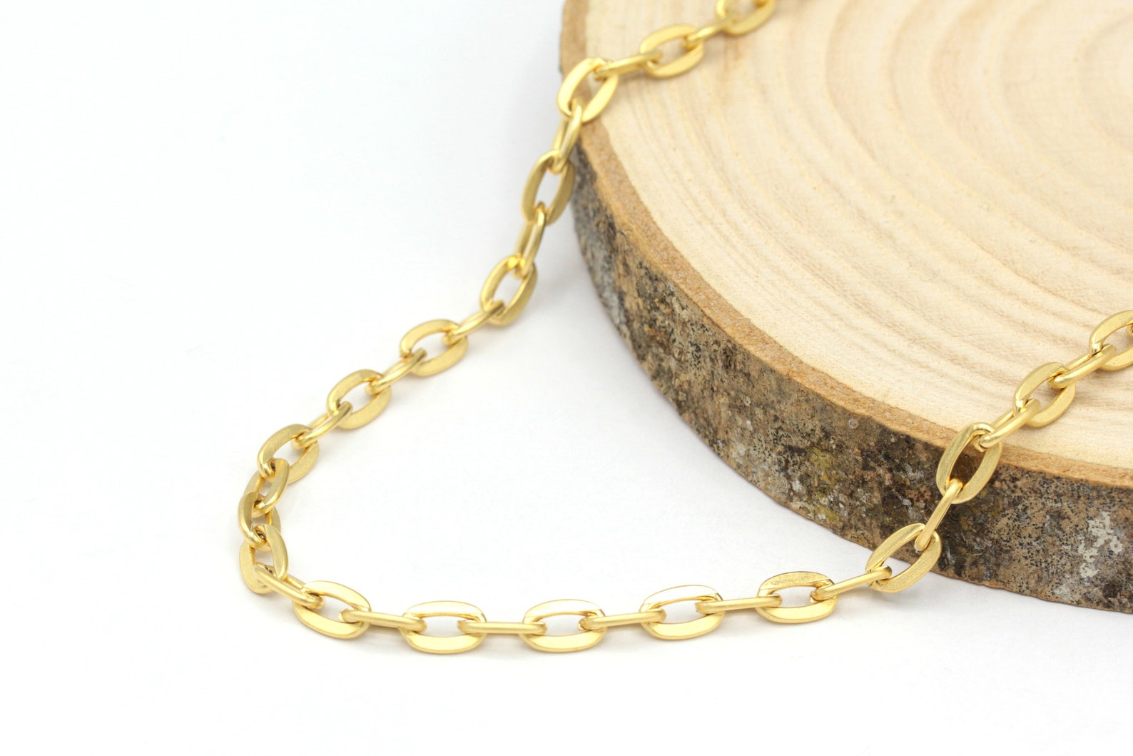 Matt Gold Plated Oval Chains, Oval Rolo Chains, Matt Gold Plated Bulk ...