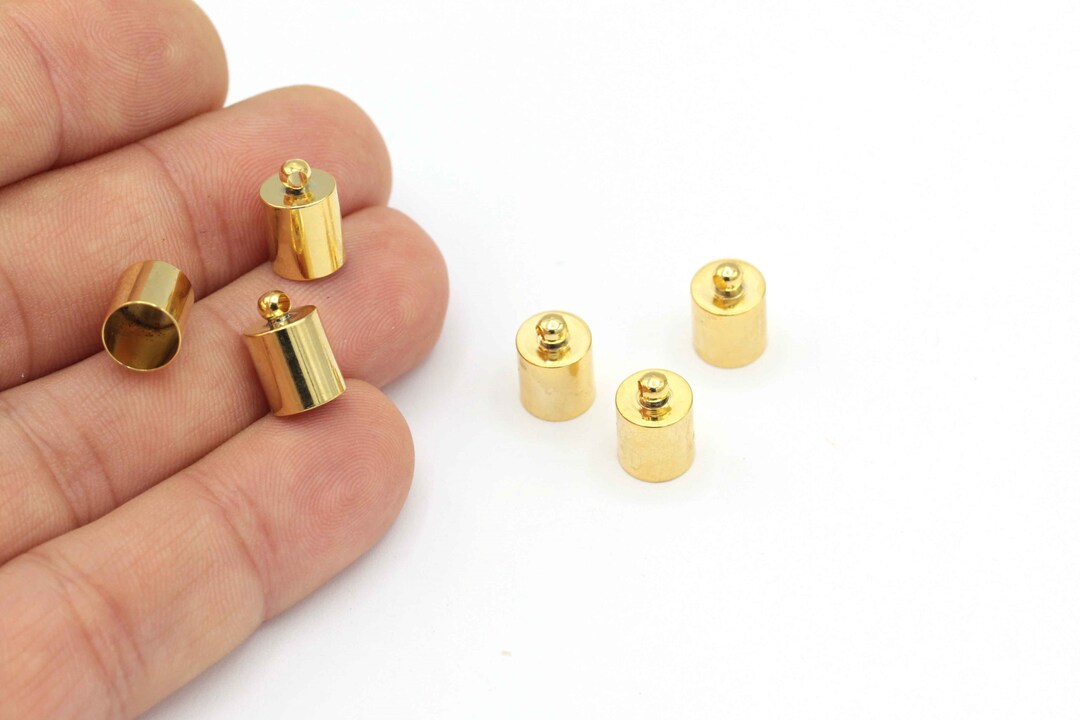 İnner 7.5mm Gold Plated End Caps, Cord End, Gold Plated Beads Cap,cord ...