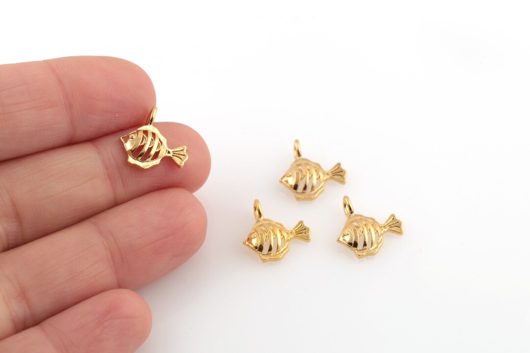 24k Gold Plated Fish Pendant, Fish Jewelry, Gold Plated Fish Charms ...
