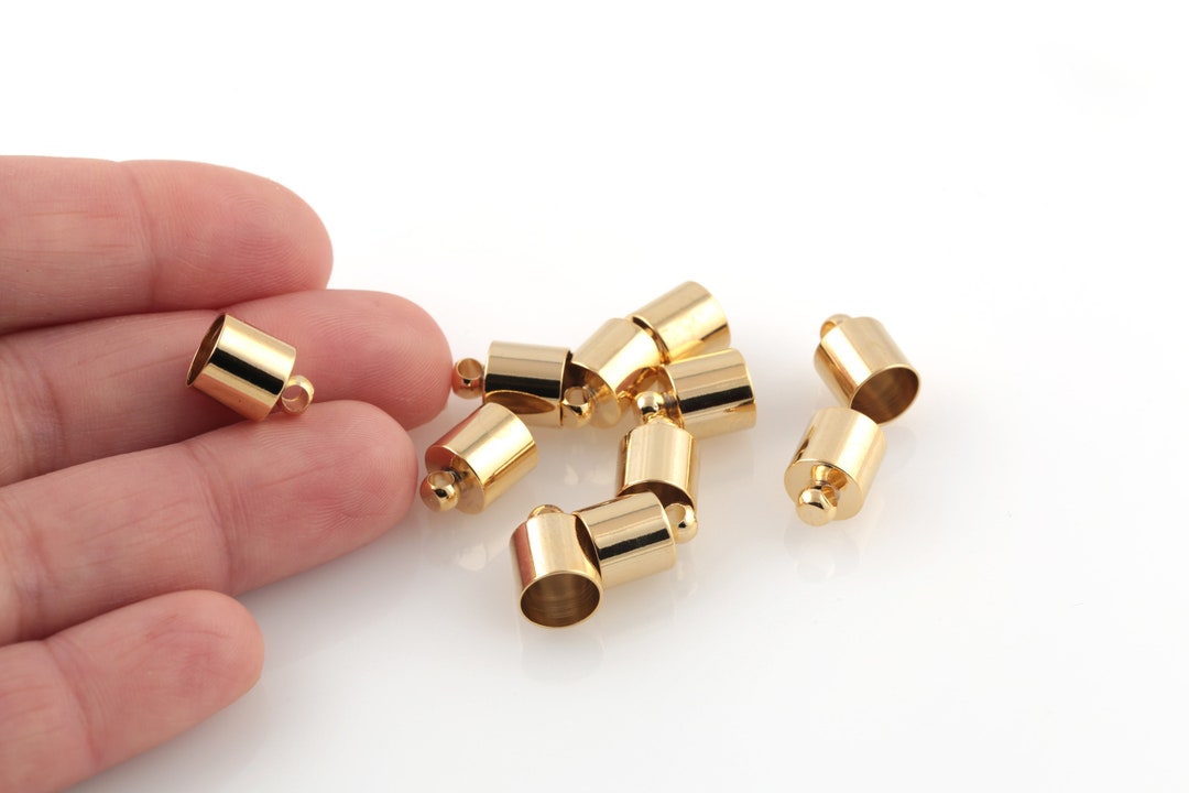 İnner 7mm Gold Plated End Caps, Cord End, Gold Plated Beads Cap, Cord ...