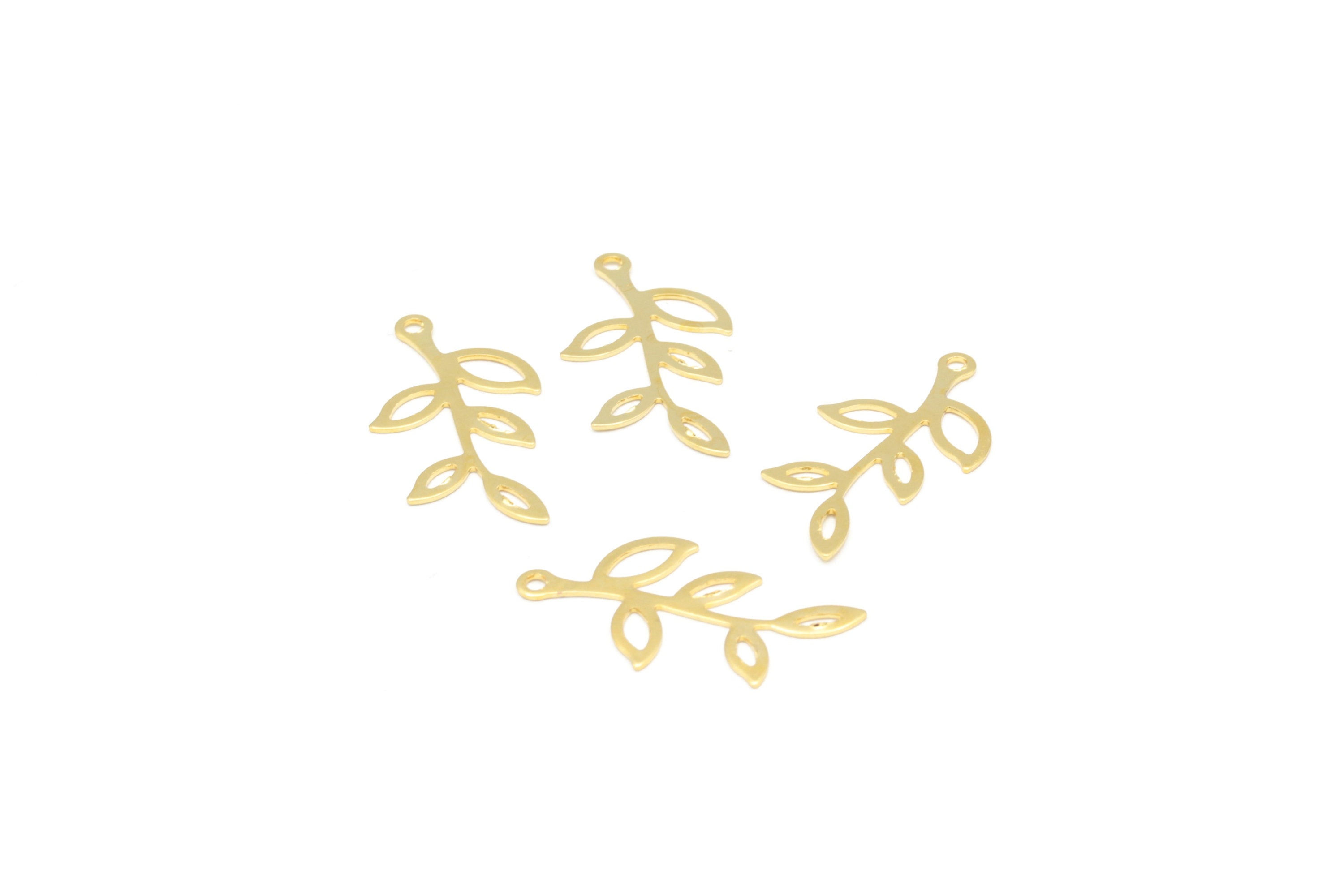 24k Gold Plated Olive Branch Charms, Leaf Pendant, Olive Branch ...