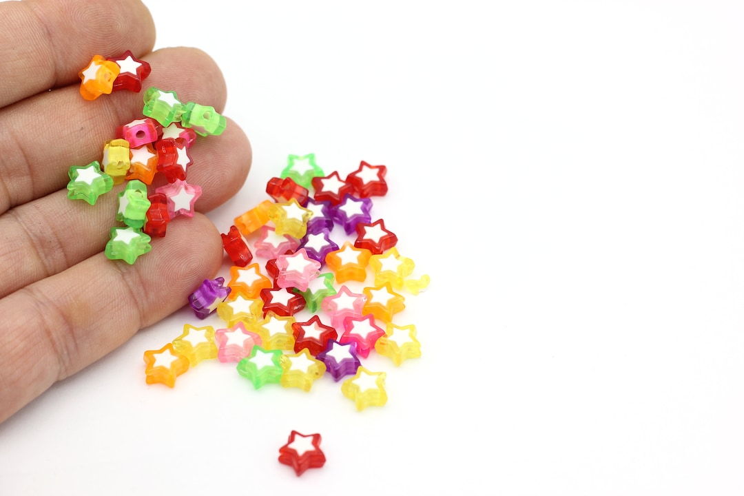 15 Pcs, Star Transparent Acrylic Beads, Colorful Star Beads, Star Beads ...