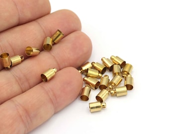 12 Pcs 6x10mm Raw Brass End Cap , Solid Brass End Cap , Cord End , Tube End Cap DS-RAW-591 - Etsy