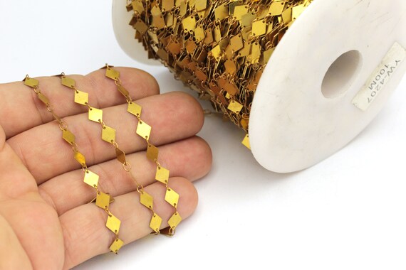 3.3 Feet6x9 Mm Raw Brass Diamond Shape Chain Diamond Shape - Etsy