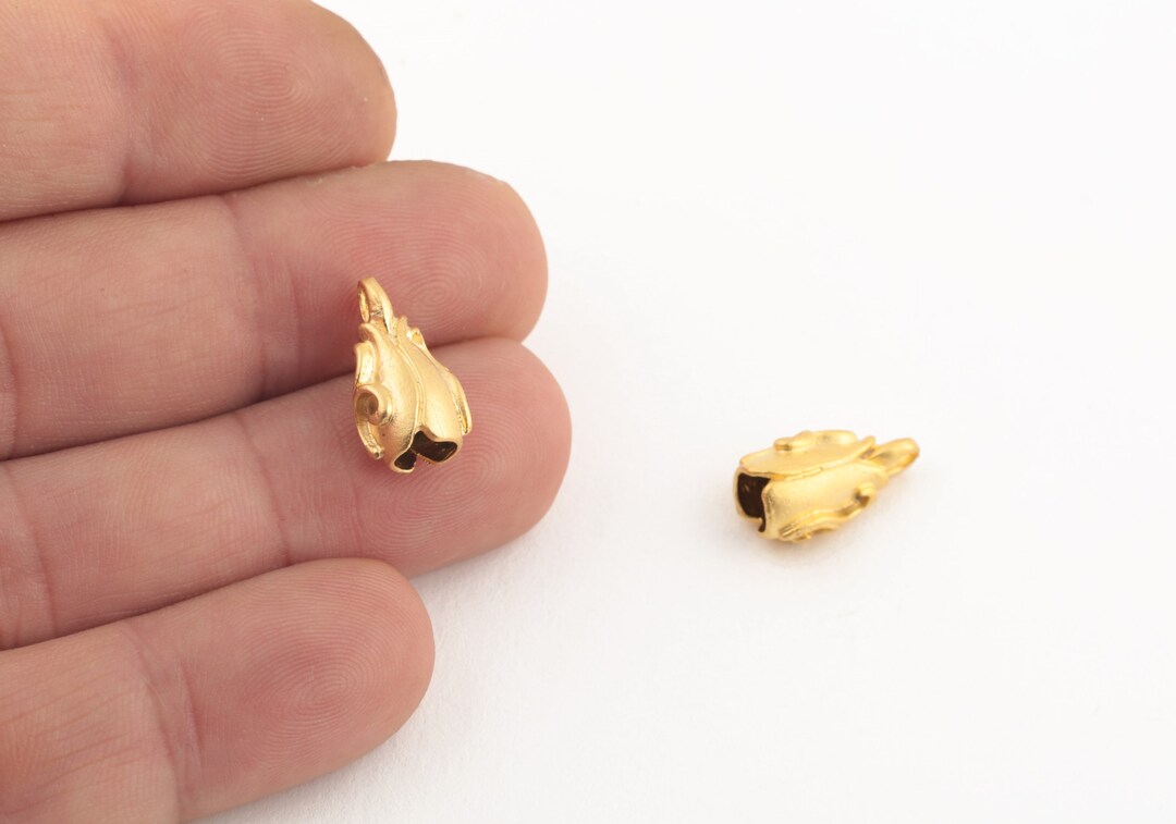 9x17mm Matt Gold Plated Tube Beads, Cone Bead Caps, Pyramid Bead Caps ...