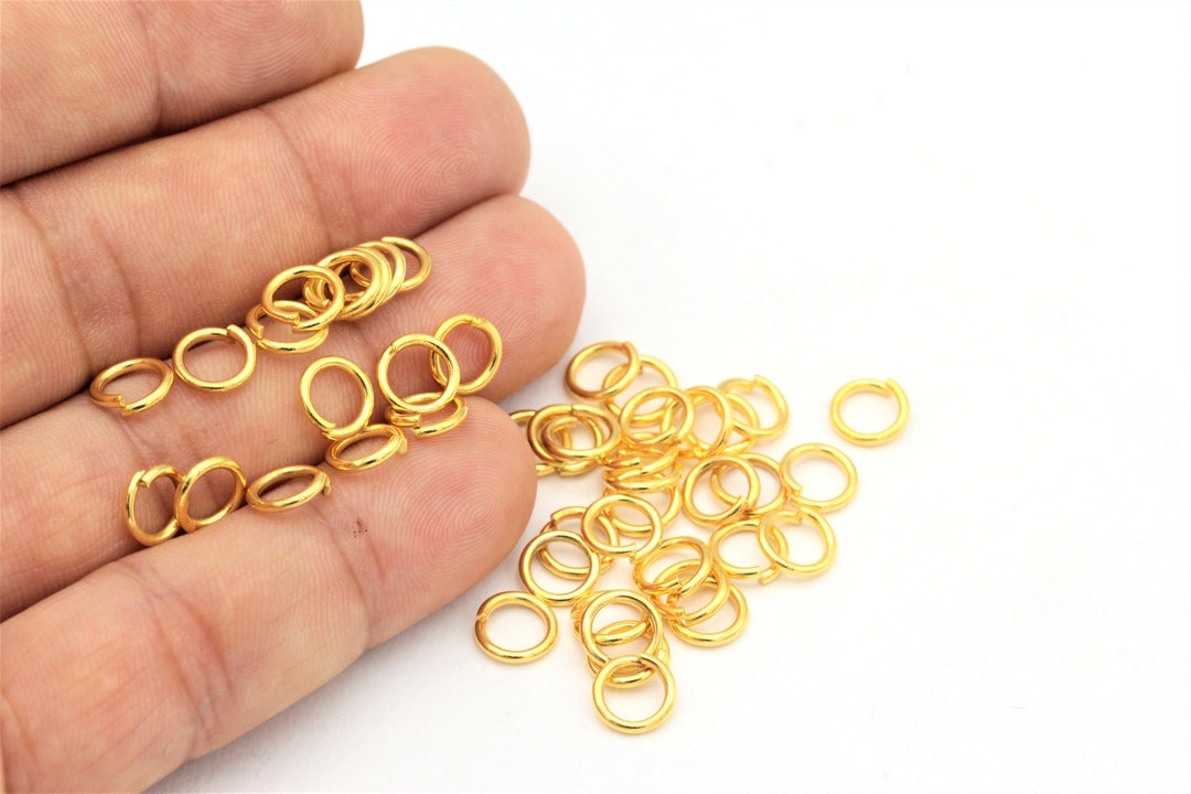 24k Gold Plated Jump Rings , Gold Plated Dainty O Shaped Jump Rings ...