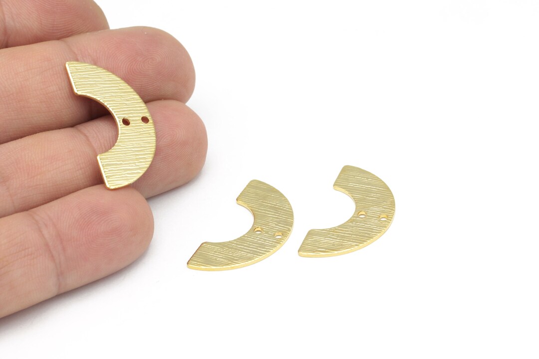 24k Gold Plated Semi Circle U Shaped 2 Holes Connectors, Textured Half ...