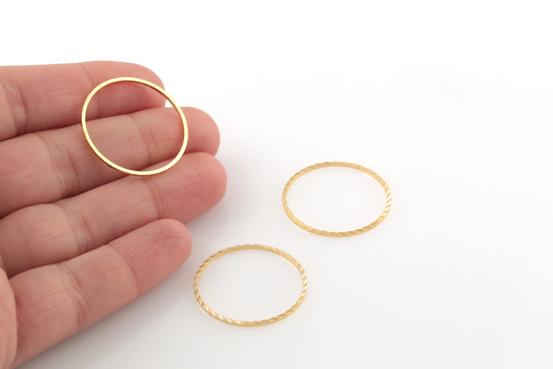 25mm 24k Gold Plated Knurled Circle Connector, Gold Plated Circle ...