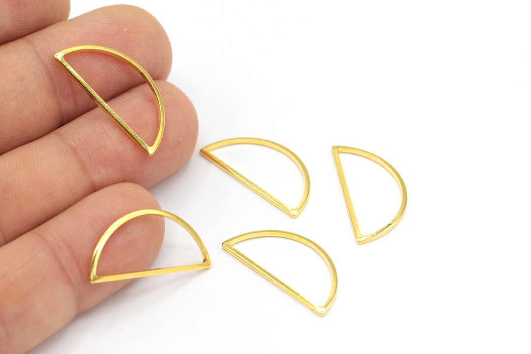 24k Gold Plated Half Round Charms, Half Circle Jewelry, Half Round Wire ...