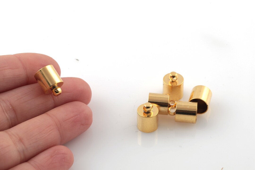 İnner 8mm Gold Plated End Caps, Cord End, Gold Plated Beads Cap, Cord ...