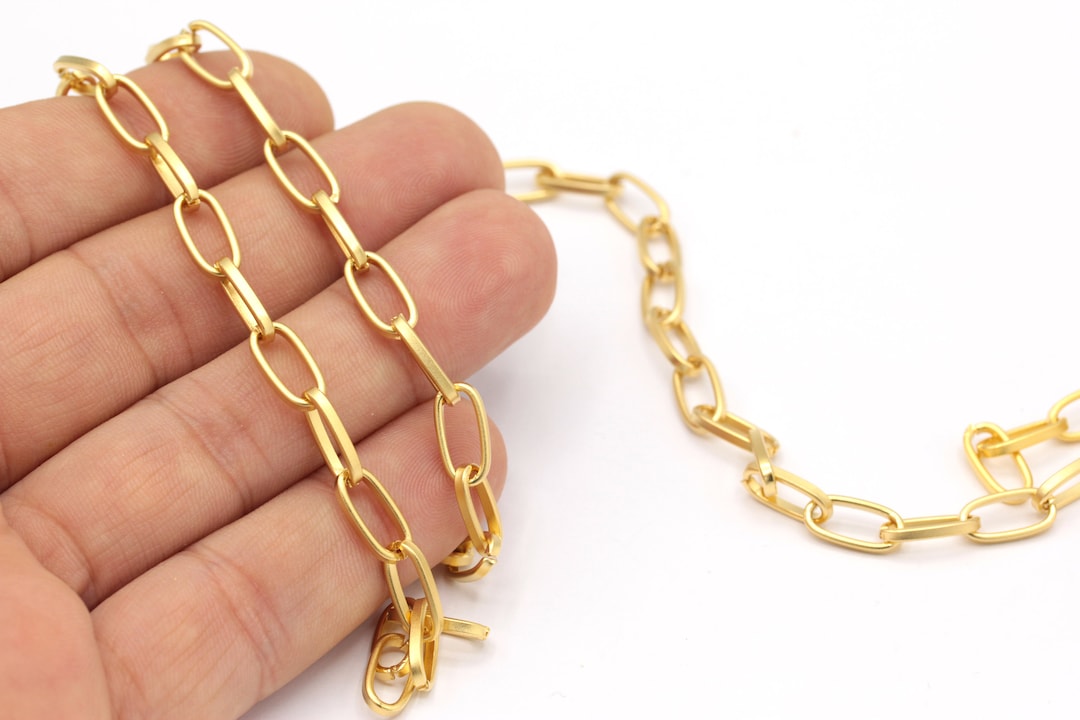 Matt Gold Plated Oval Chains, Matt Gold Oval Chains, Oval Rolo Chains ...