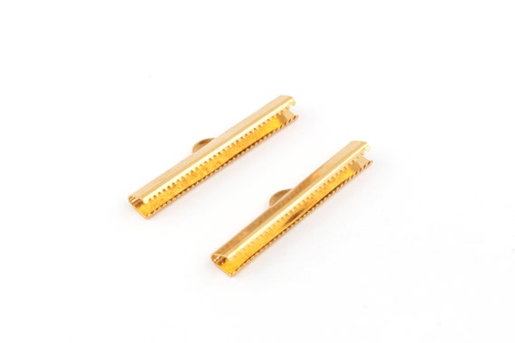 24k Shiny Gold Plated Ribbon Clasp Brass Ribbon Crimp Ends - Etsy