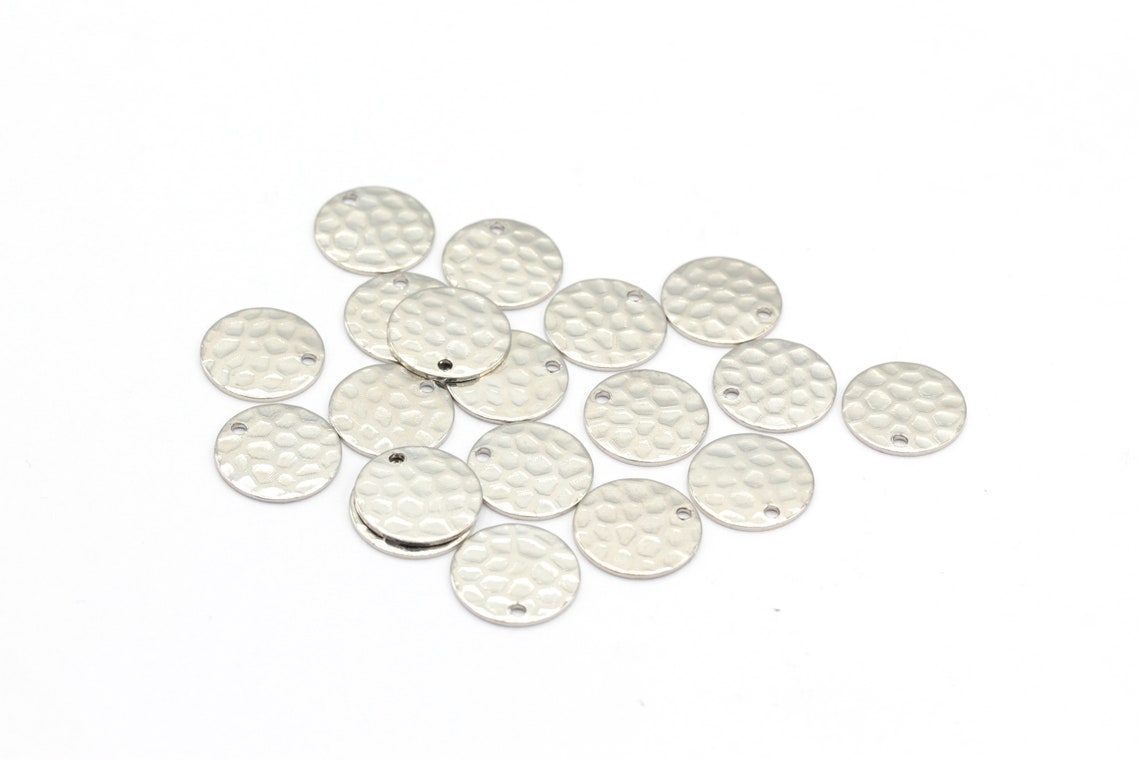 Silver Plated Brass Hammered Disc Circle Disk Hammered - Etsy