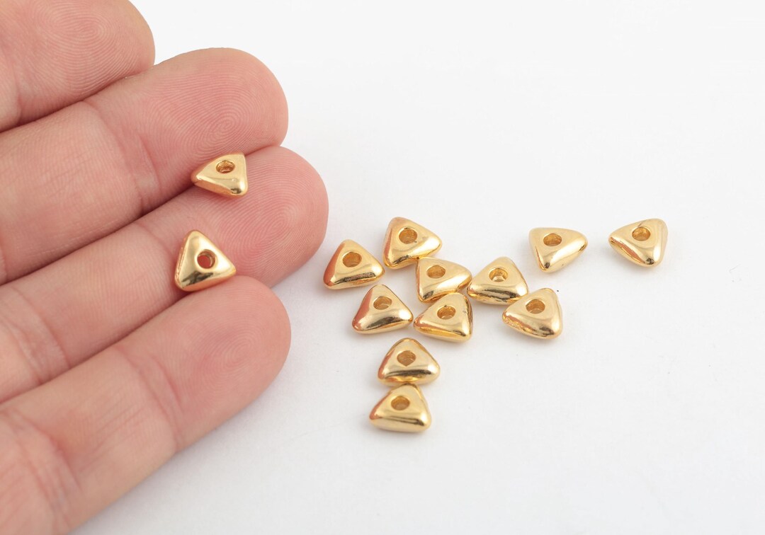 9mm 24k Gold Plated Triangle Spacer Beads, Geometric Beads, Ethnic ...