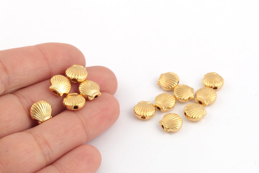 24k Gold Plated Sea Shell Beads, Gold Plated Sea Shell Spacer Beads ...