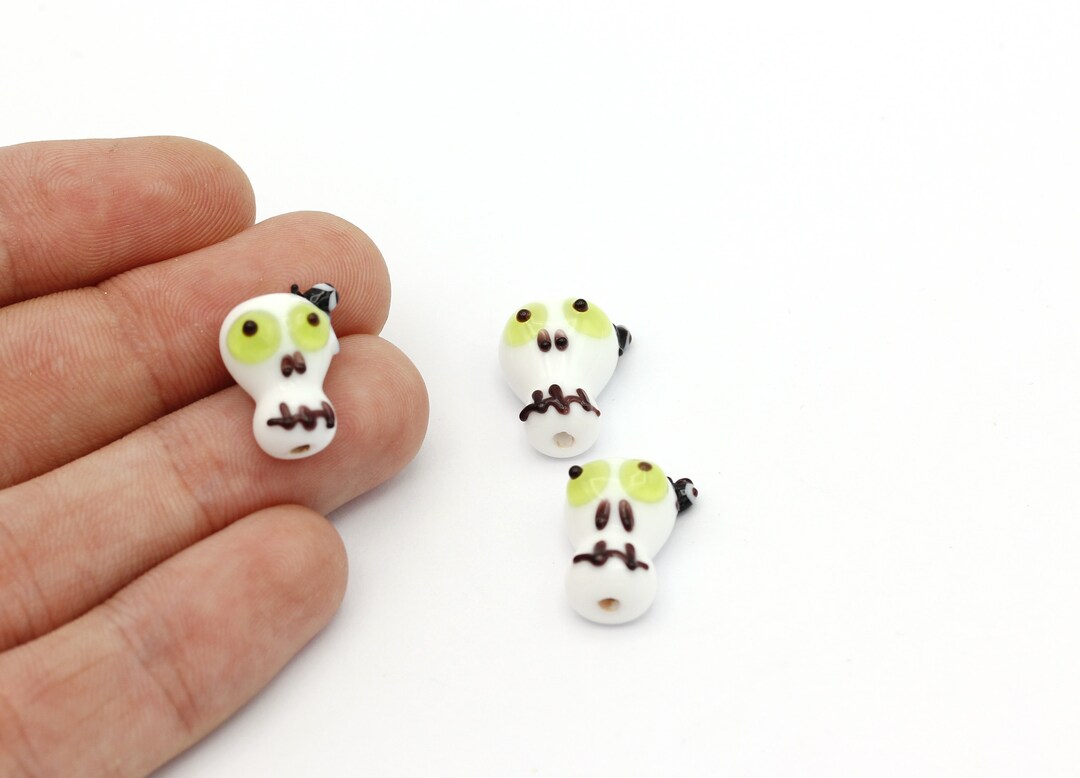13x18mm Hand Made Murano Glass Zombie Beads, Halloween Beads, Lampwork ...