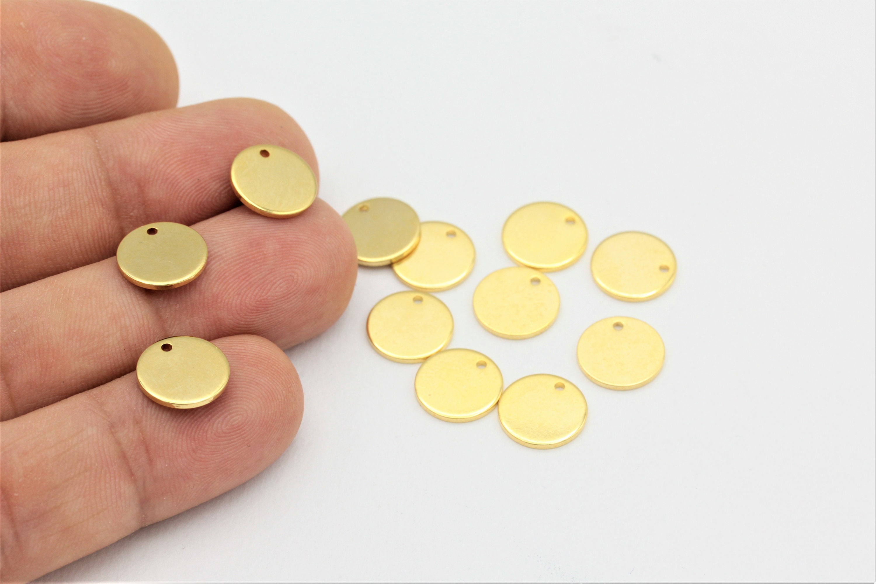 11mm 24k Gold Plated Brass Round Disc 1 Hole Round Disc - Etsy UK