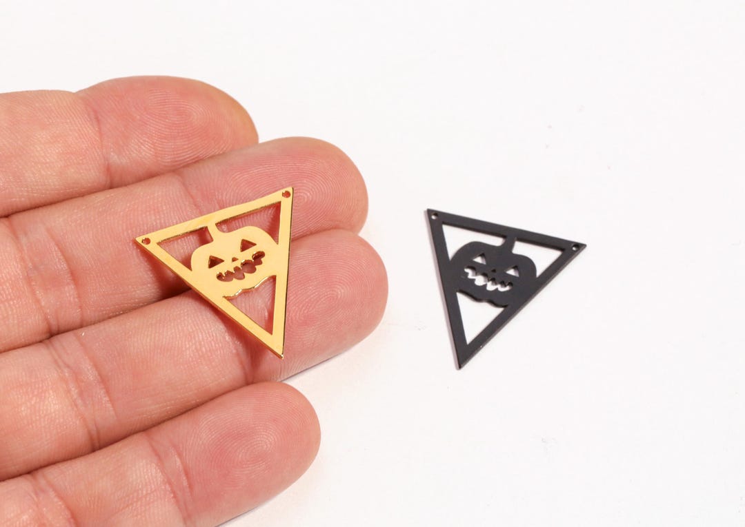 Triangle Pumpkin Connector, Halloween Charm, Jack-o'-lantern Charm ...