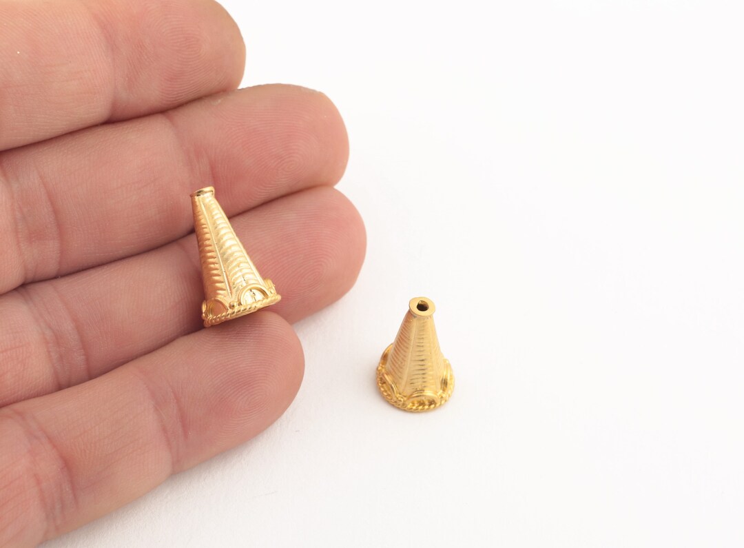 12x19mm Matt Gold Plated Tube Beads, Cone Bead Caps, Pyramid Bead Caps ...