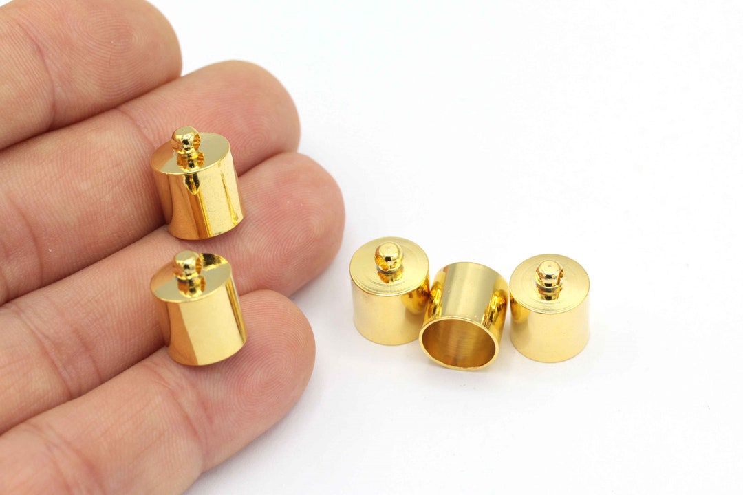 İnner 10mm- 24k Gold Plated End Caps, Cord End, Beads Cap,cord Tip ...