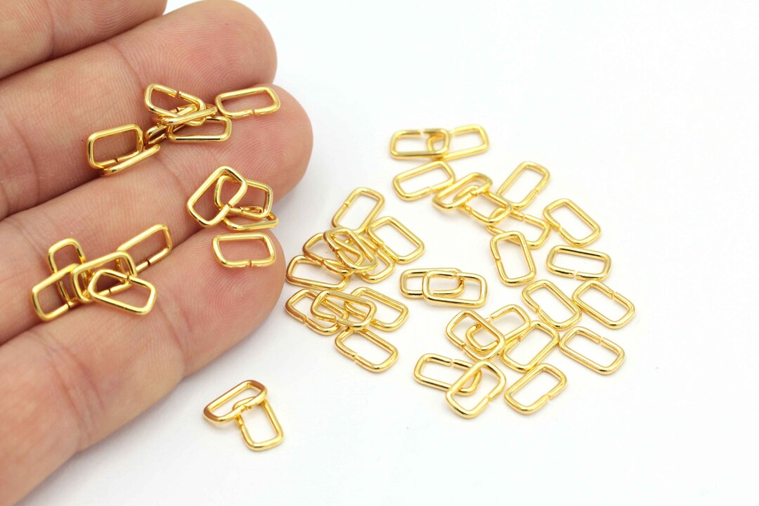24k Gold Plated Angular Jump Rings, Rectangle Jump Rings, Open Jump ...