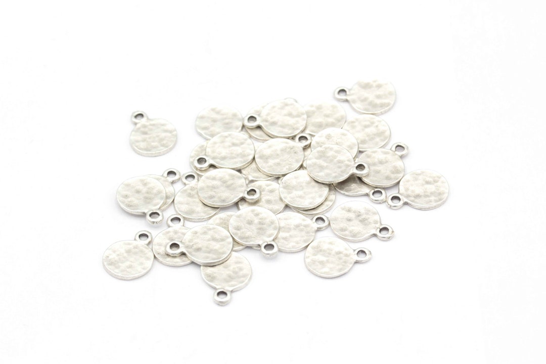 Antique Silver Round Charms, Hammered Round Earring, Coins Necklace ...