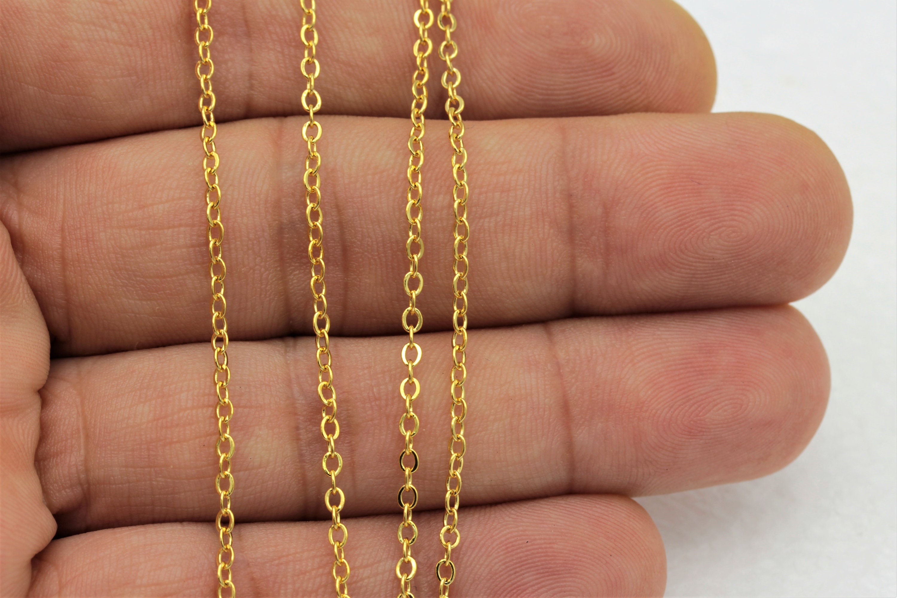 Cadena de cable chapado en oro de 24 k pequeña soldada | Etsy