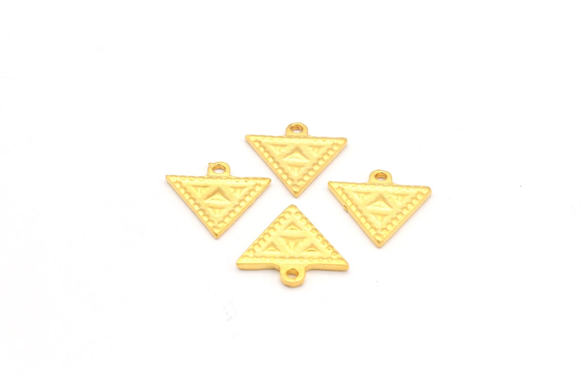 Matt Gold Plated Medallion Triangle Necklace Triangle Coins | Etsy