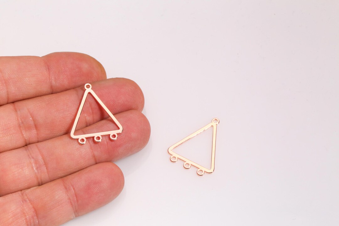 Rose Gold Plated Triangle Frame Connector, Geometric Charm, Three Hole ...
