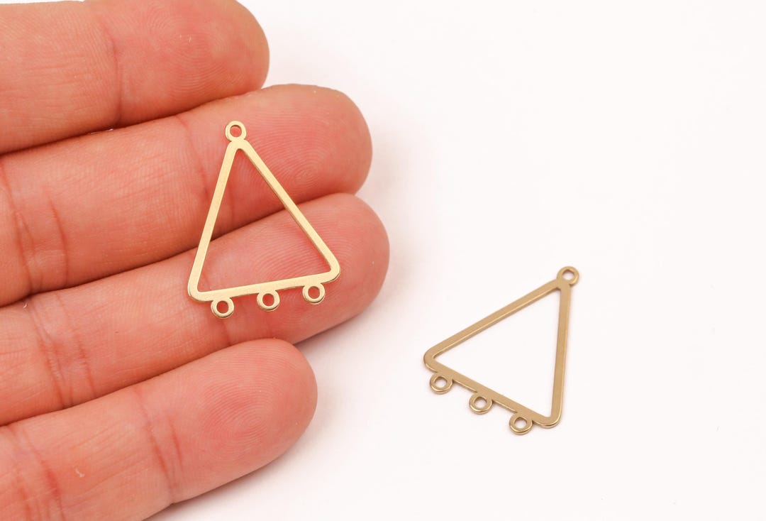 Raw Brass Triangle Frame Connector, Geometric Charm, Three Hole ...