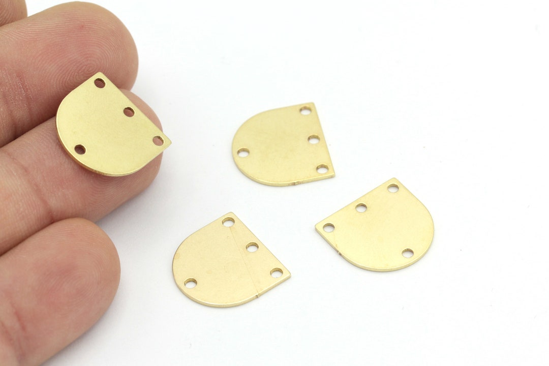 Raw Brass D- Shape Connector Charm Pendant, D Shaped Connector 4 Holes ...