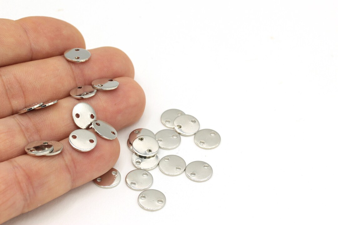 10 Mm Two Holes Disc Silver Plated Disc, Stamped Disc, Coins, , Stamp ...