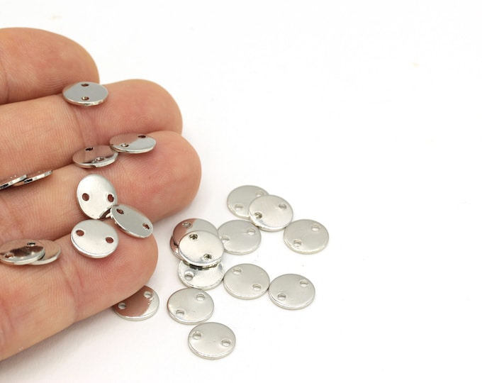 Silver Disc,12mm Silver Plated Disc, Stamped Disc, Coins, Two Holes ...