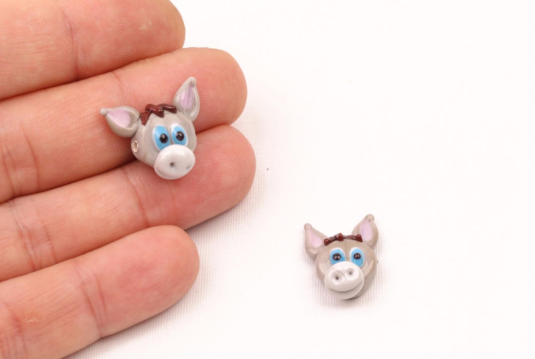 Hand Made Murano Glass Donkey Beads, Animal Glass Beads, Lampwork ...