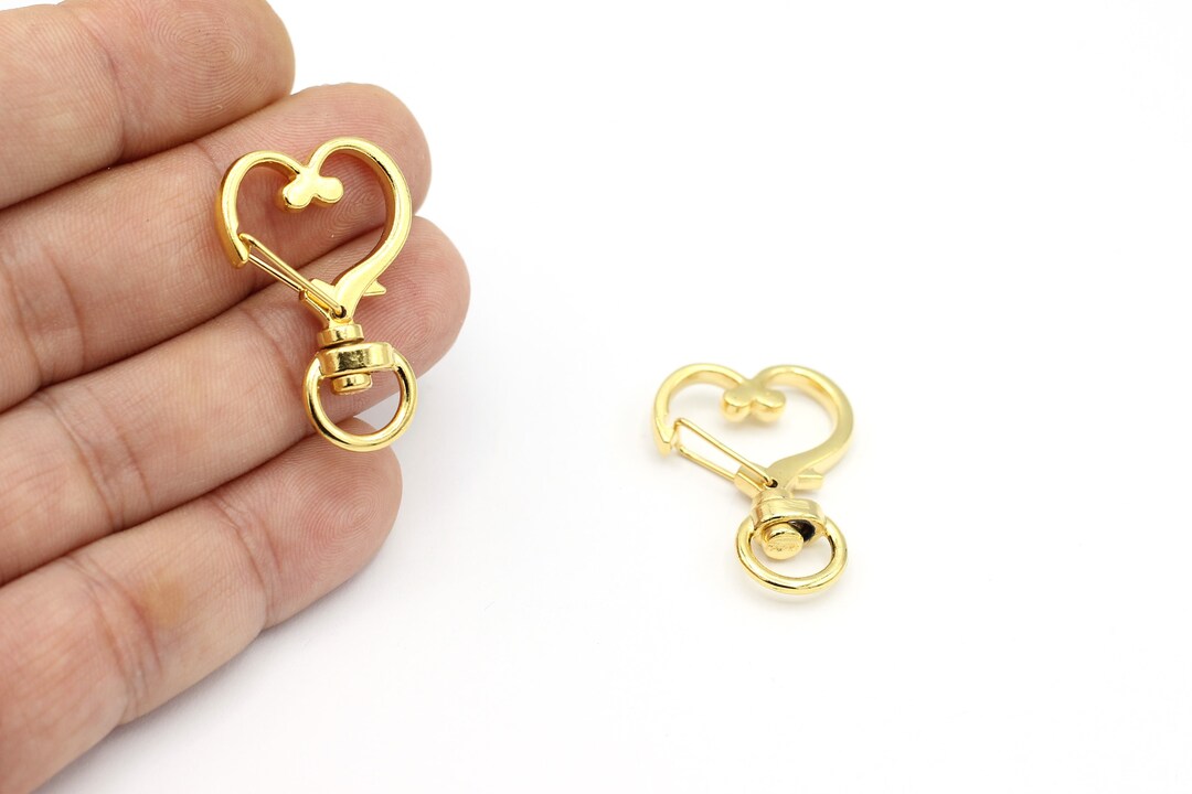 24k Gold Plated Heart Shaped Keychain, Split Key Chain Rings, Heart Key ...