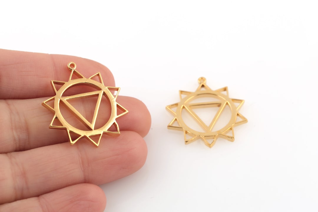 24k Gold Plated Solar Plexus Pendant, Chakra Charm, Yoga Pendant ...