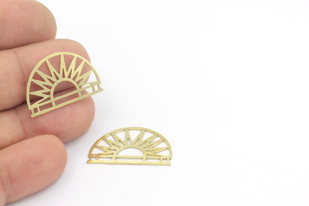Raw Brass Semi Circle Sun Charm, Laser Cut Sun Pendant, Half Sun ...