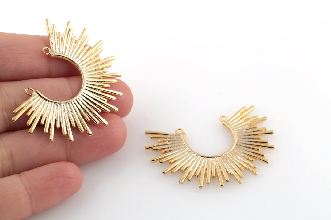 24k Gold Plated Sun Charms, Half Sun Connector, Gold Plated Half Sun ...