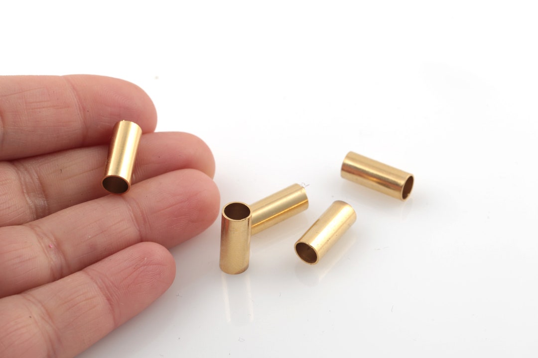 6x15mm 24k Gold Plated Tube Beads, Gold Plated Straight Tube, Round ...